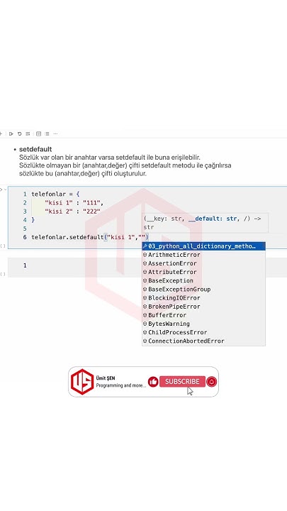 Python Sözlük Metotları Setdefault Python Sözlükler Coding Programming Python Youtube
