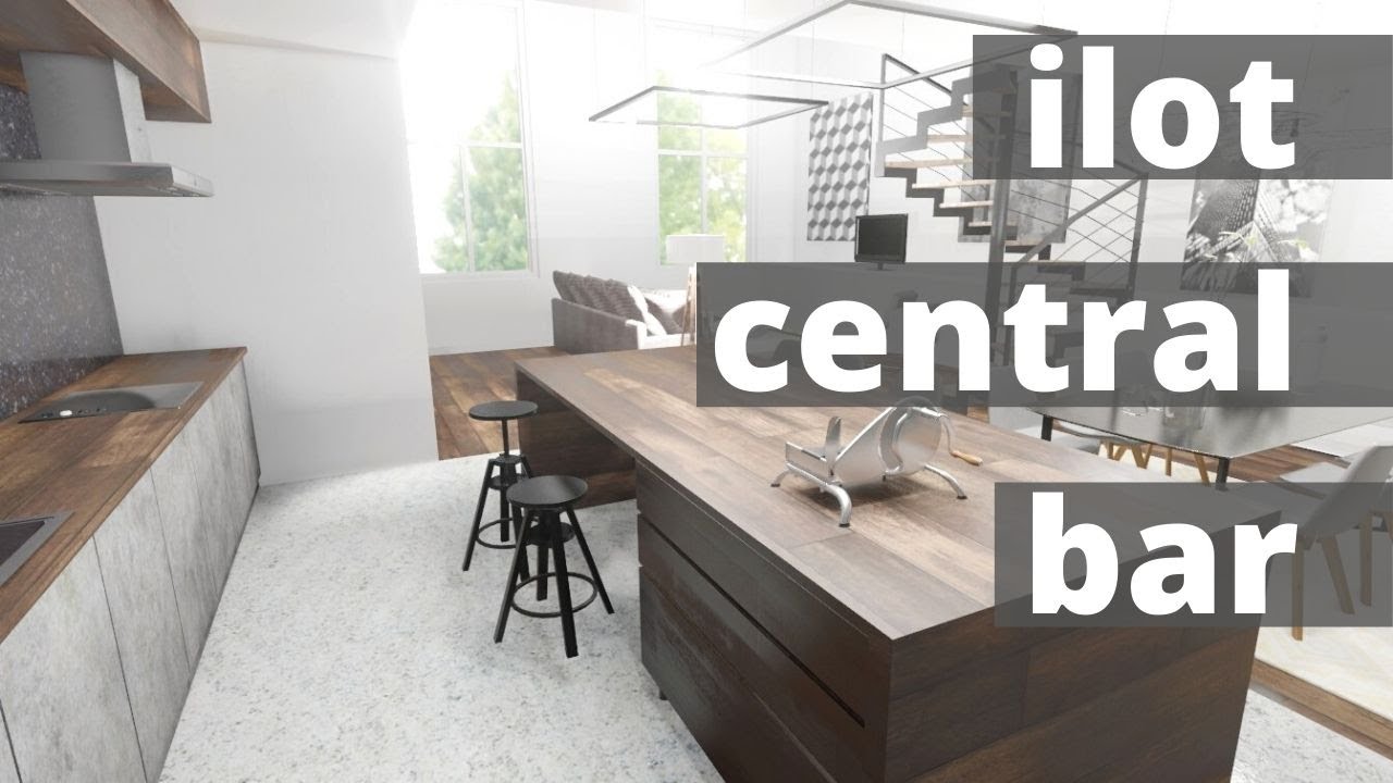 La cuisine parfaite avec ilot central bar / projet 3D A ou B / - YouTube