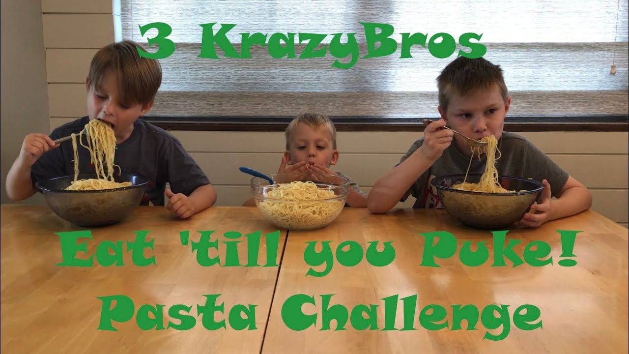 3KrazyBros Eat 'till you Puke Pasta Challenge - YouTube