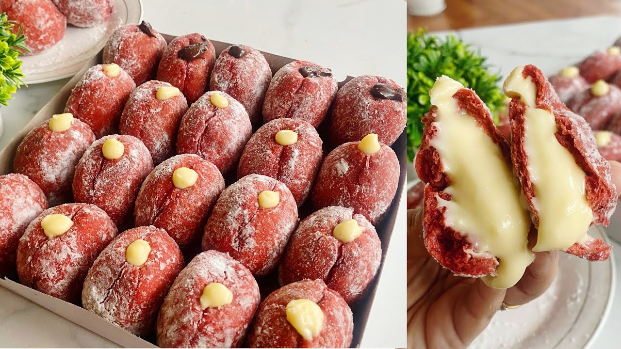 TANPA CREAM CHEESE VLA NYA ENAK BANGET, MINI BOMBOLONI RED VELVET - YouTube