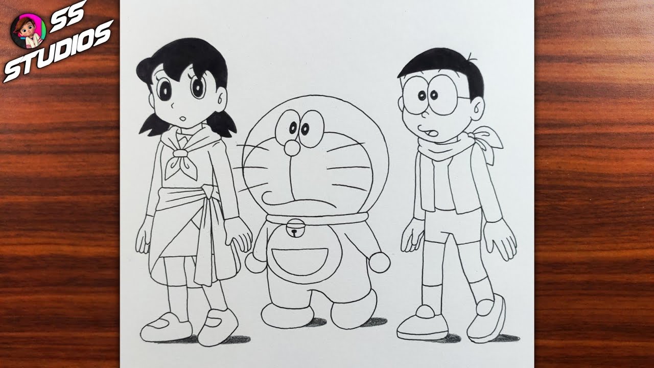 How to draw Doraemon Nobita and Shizuka - YouTube