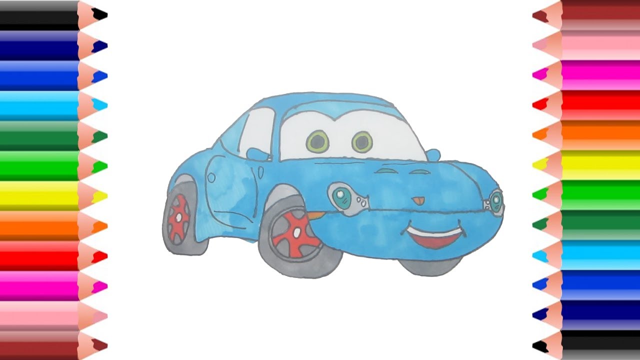 How to draw Sally from Cars for kids with colourful markers | Art video ...