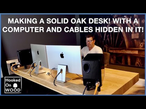 DIY: Solid Oak Desk with a computer and cables hidden in it! - YouTube