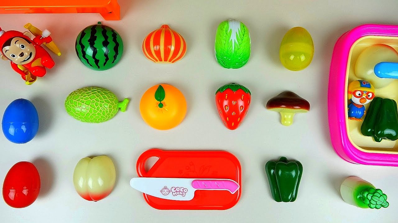 Fruit cutting toys & Pororo kitchen food toy - Toy Pudding - YouTube