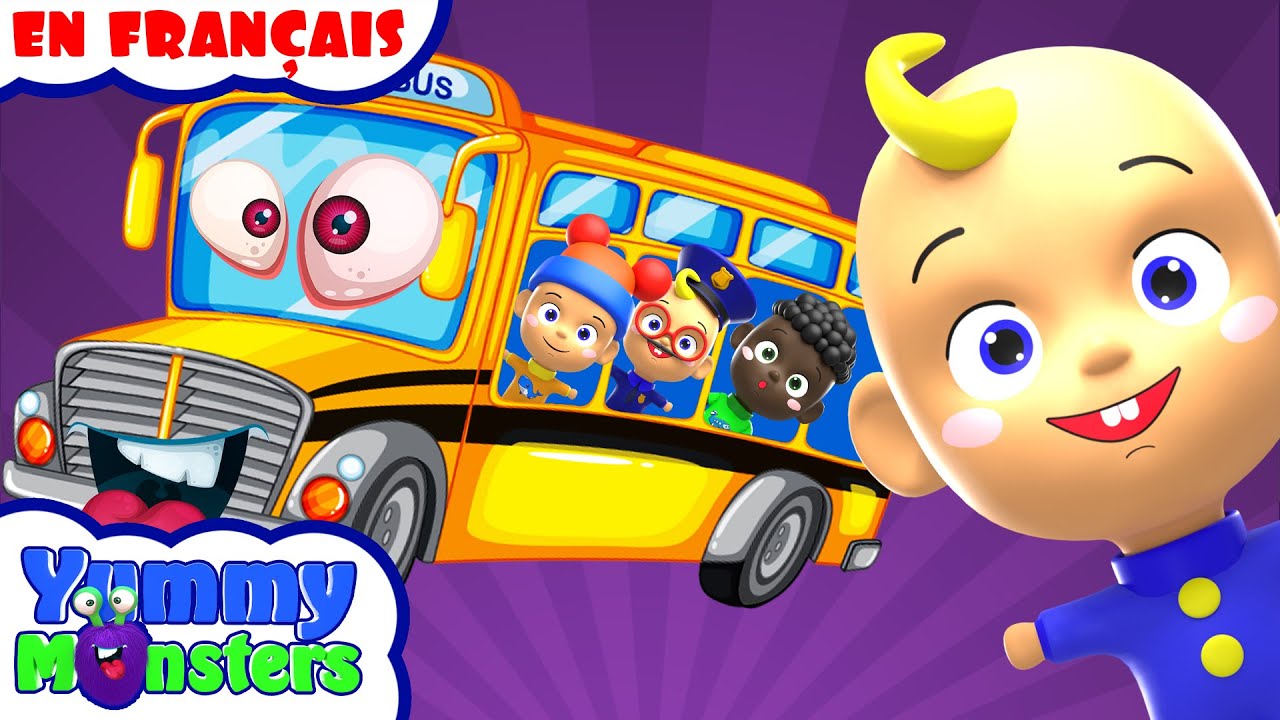 Roues sur le bus | comptine pour enfants | rime de bus en français ...