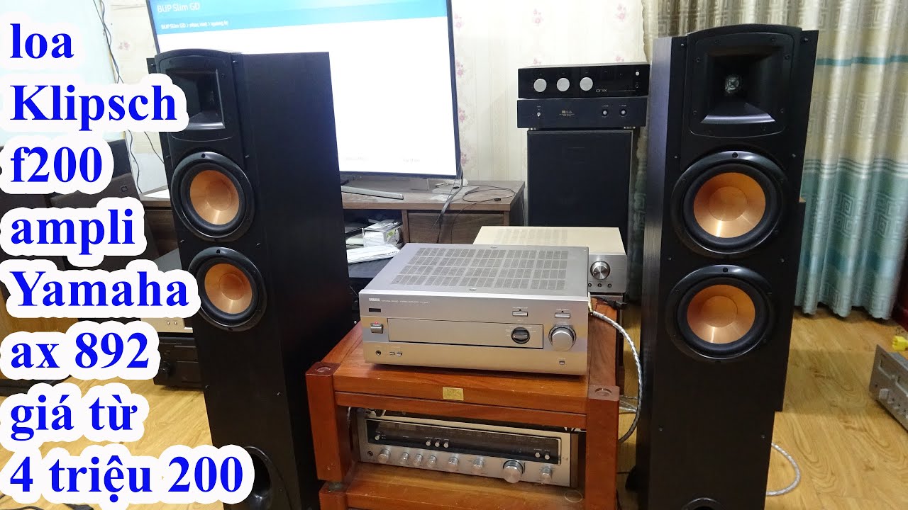 hoa hậu loa Klipsch F200 ghép ampli Yamaha ax 892 giá từ 4 triệu - YouTube