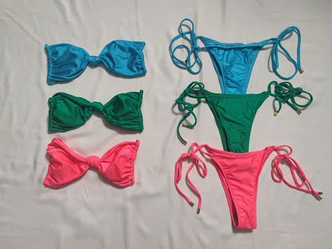 Yifeng swiwmear | Shiny Nylon double layered zigzag stitched tie side bikini