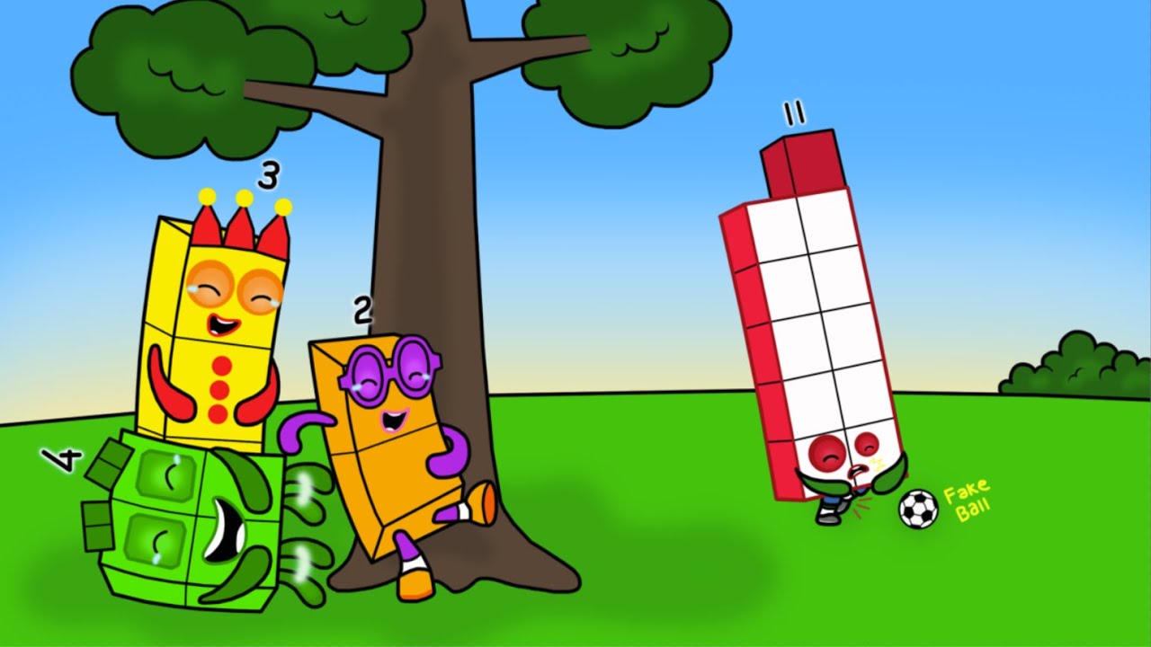 Numberblocks 11 kicks a fake ball - Numberblocks fanmade coloring story ...
