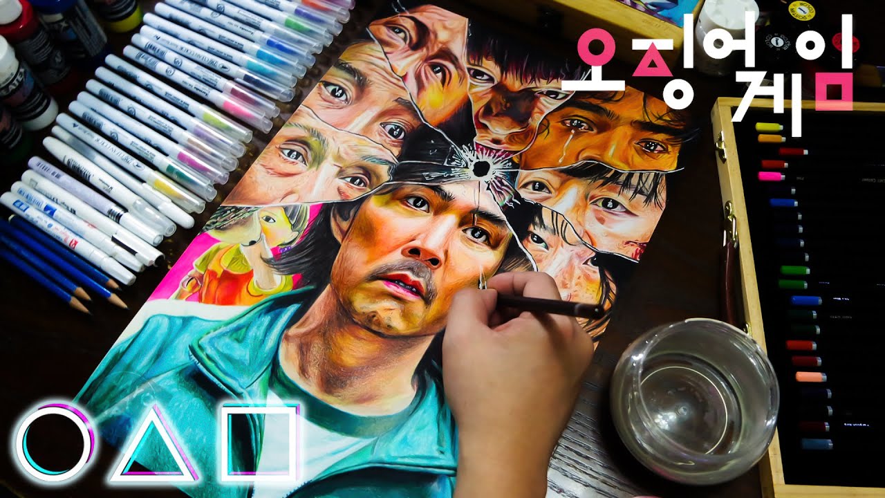 Drawing Squid Game characters Timelapse | JayCarts - YouTube