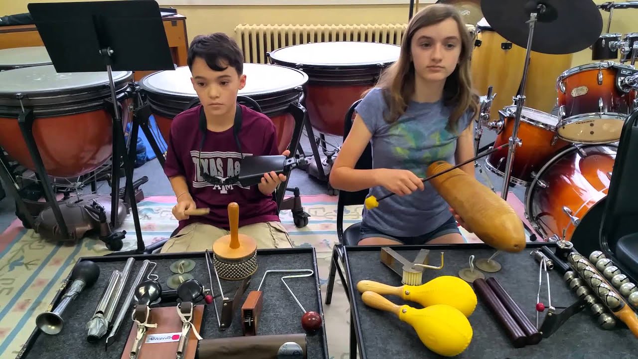 Percussion Camp Playing Cowbell and Guiro - YouTube