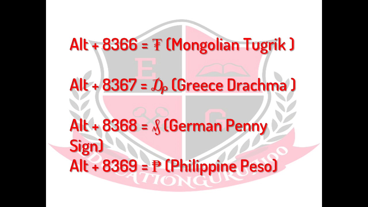 Shortcut Keys for Currency Symbols - YouTube