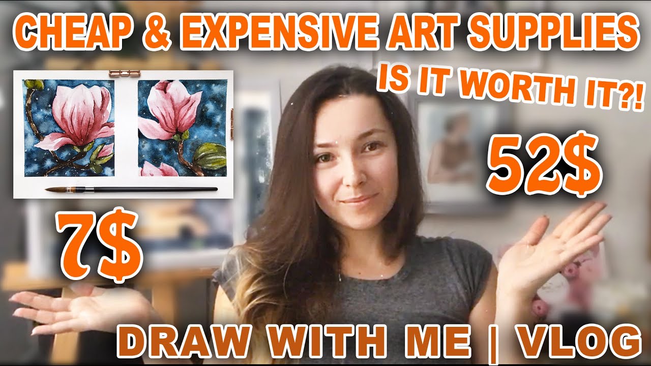 VLOG | CHEAP & EXPENSIVE ART SUPPLIES | DRAWING FLOWERS - YouTube
