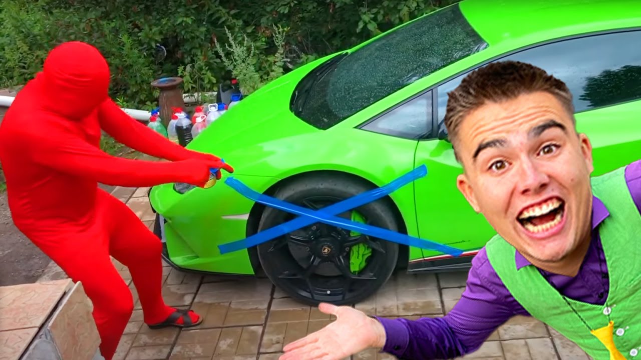 Red Man Tapped Wheel VS Mr. Joe on Lamborghini Huracan Kids Video - YouTube
