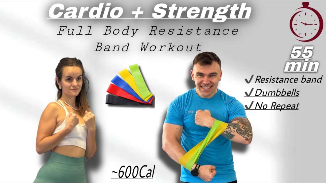 🔥 60 Min Full Body Resistance Band Workout | Burn 600 Calories | Cardio ...