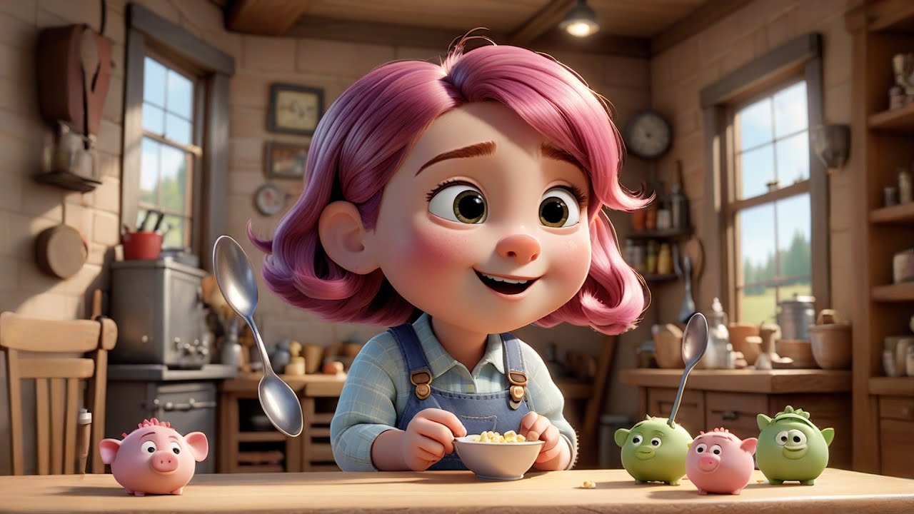 Poppy Pig Finds Her Spoon | Mealtime Song for Kids | Nursery Rhymes and ...