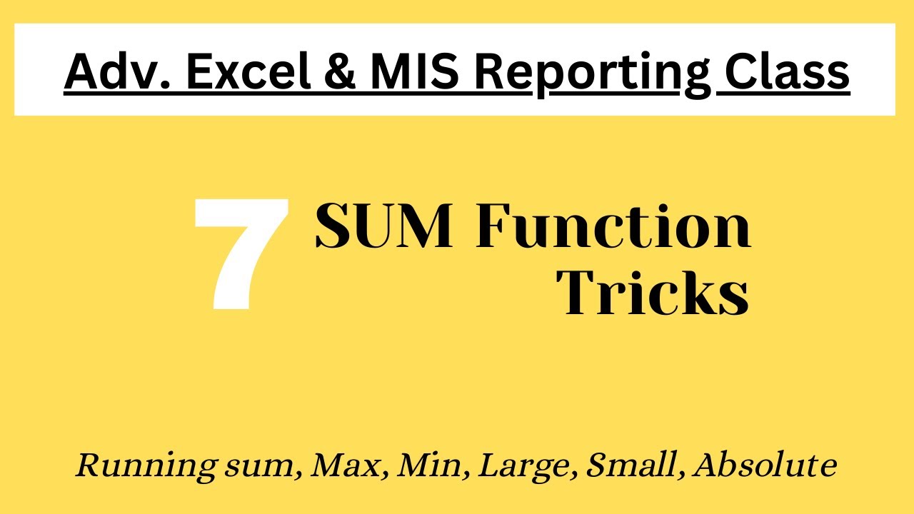 Excel SUM Functions Tips you MUST KNOW | #MISSupportJunction - YouTube