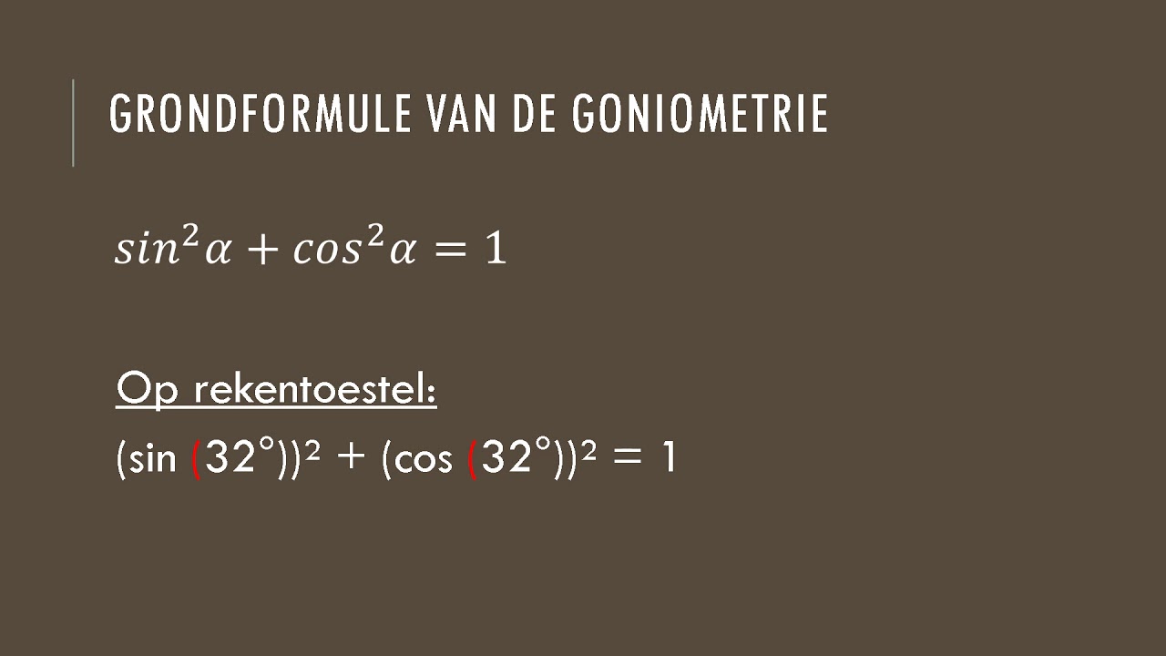 Grondformule van de goniometrie - YouTube