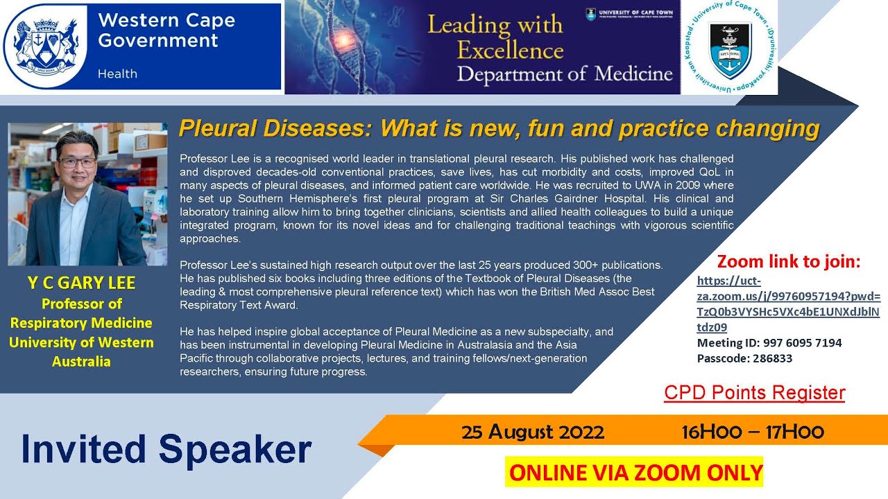 Professor Gary Lee (University of Western Australia) speaks on Pleural ...