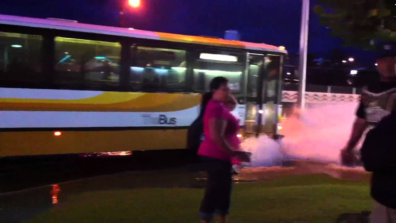 Fire hydrant ran over by city bus - YouTube