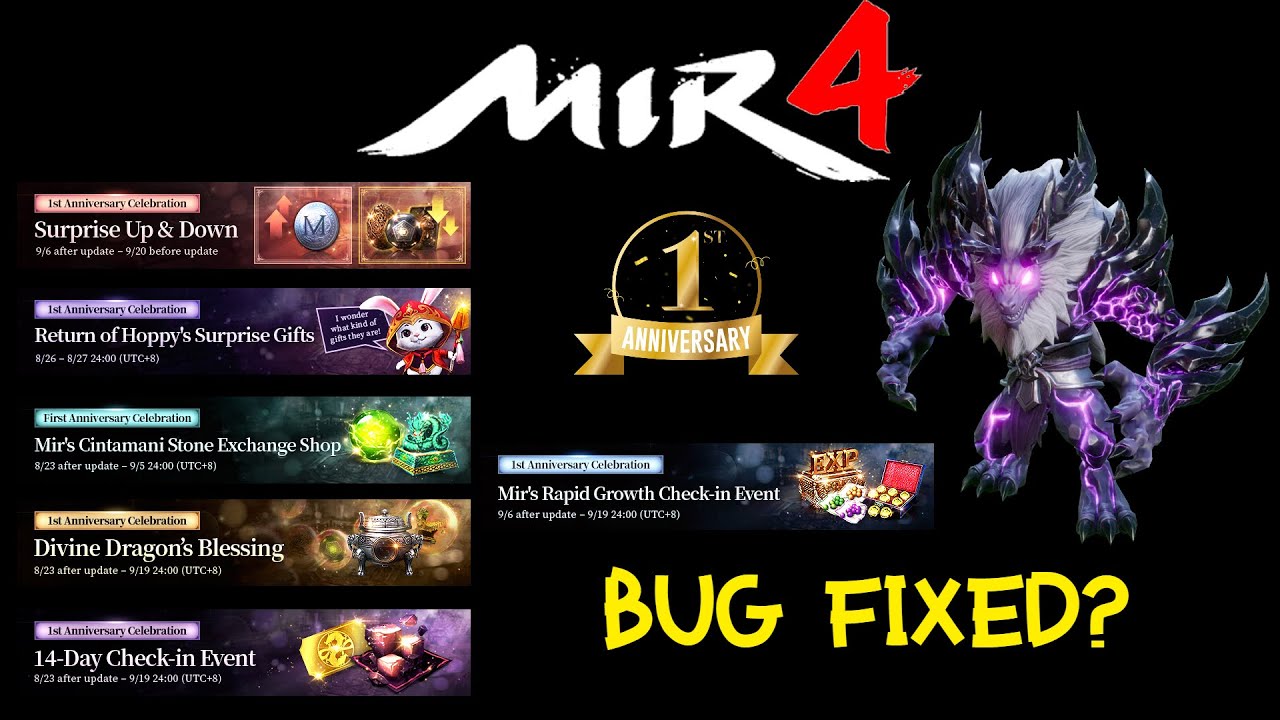 MIR4 1ST ANNIVERSARY EVENT PATCH NOTE | SOBARANG DAMING EVENT NI MIR4 ...