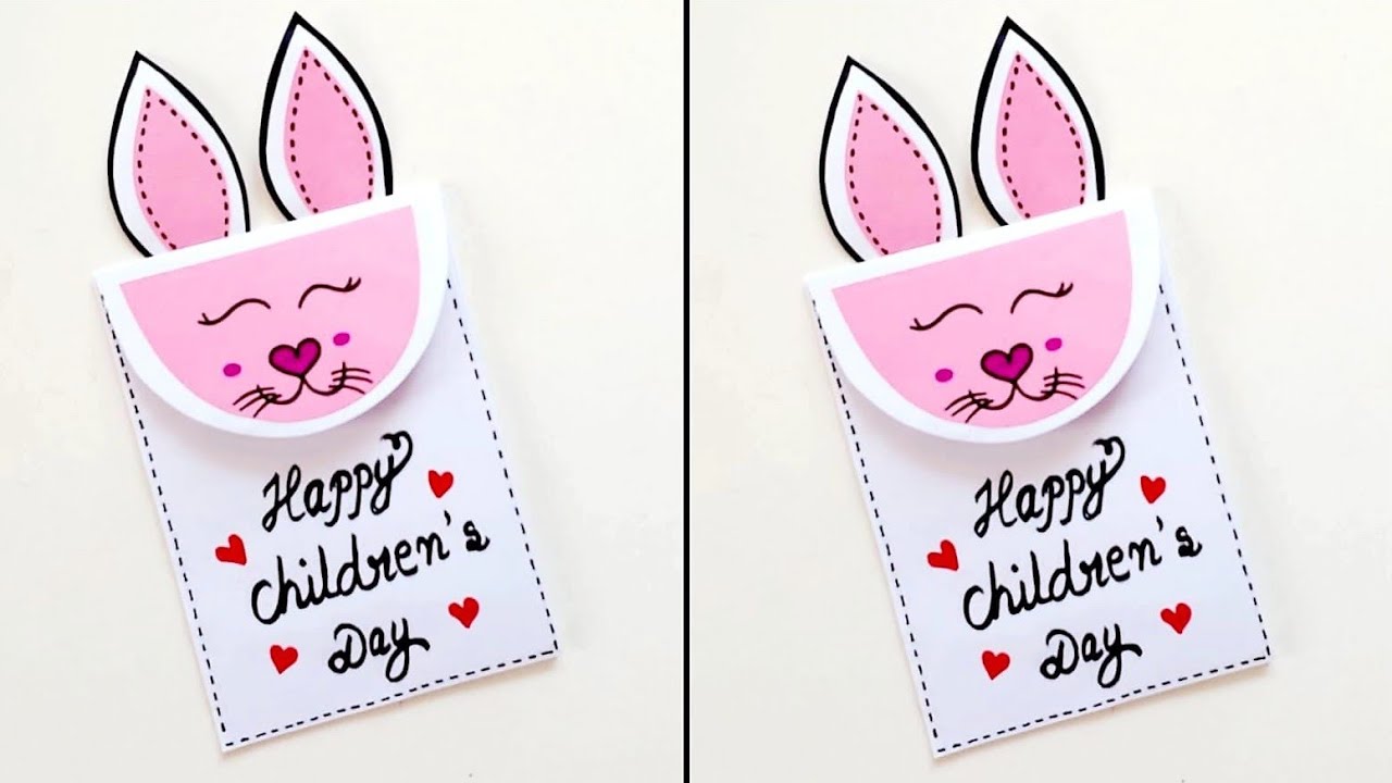 Easy & Beautiful white paper children's day card|DIY Happy childrens ...