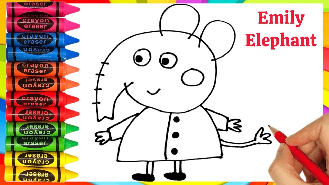 How to draw Emily elephant from peppa pig || Drawing for beginners ...