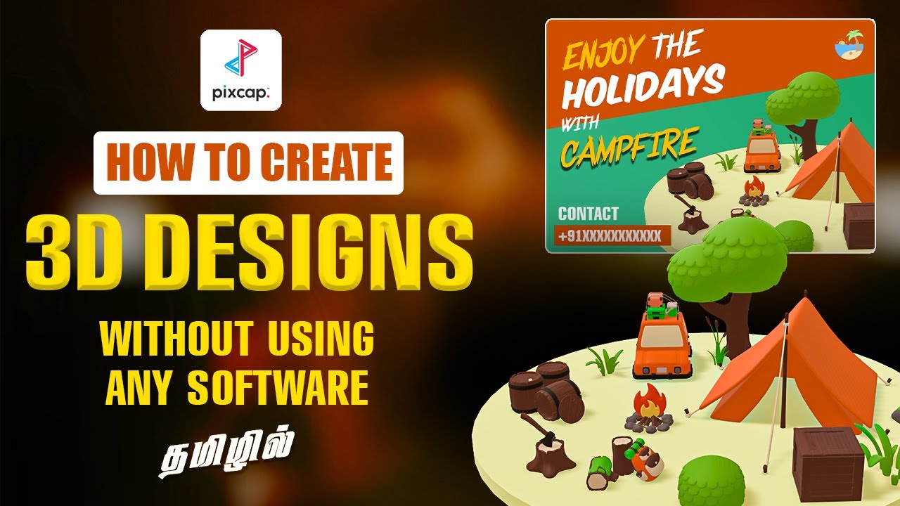 How to create 3D designs and animations in online using PIXCAP | Tamil 3D tutorial for beginners ...