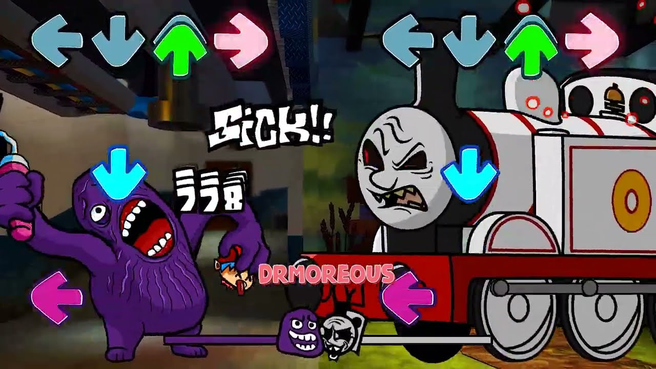 FNF ALL Phases Grimace Shake VS ALL Thomas Railway Sings Friends To ...