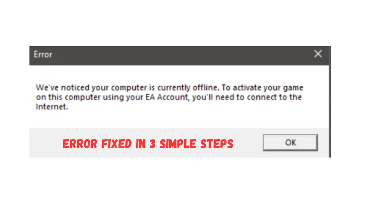 We've noticed that your computer is currently offline to activate this ...