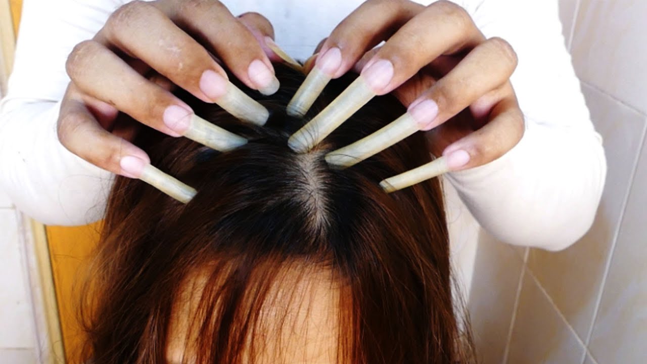 Fast and Aggressive ASMR Head Scratching Her Itchy with long nails ...