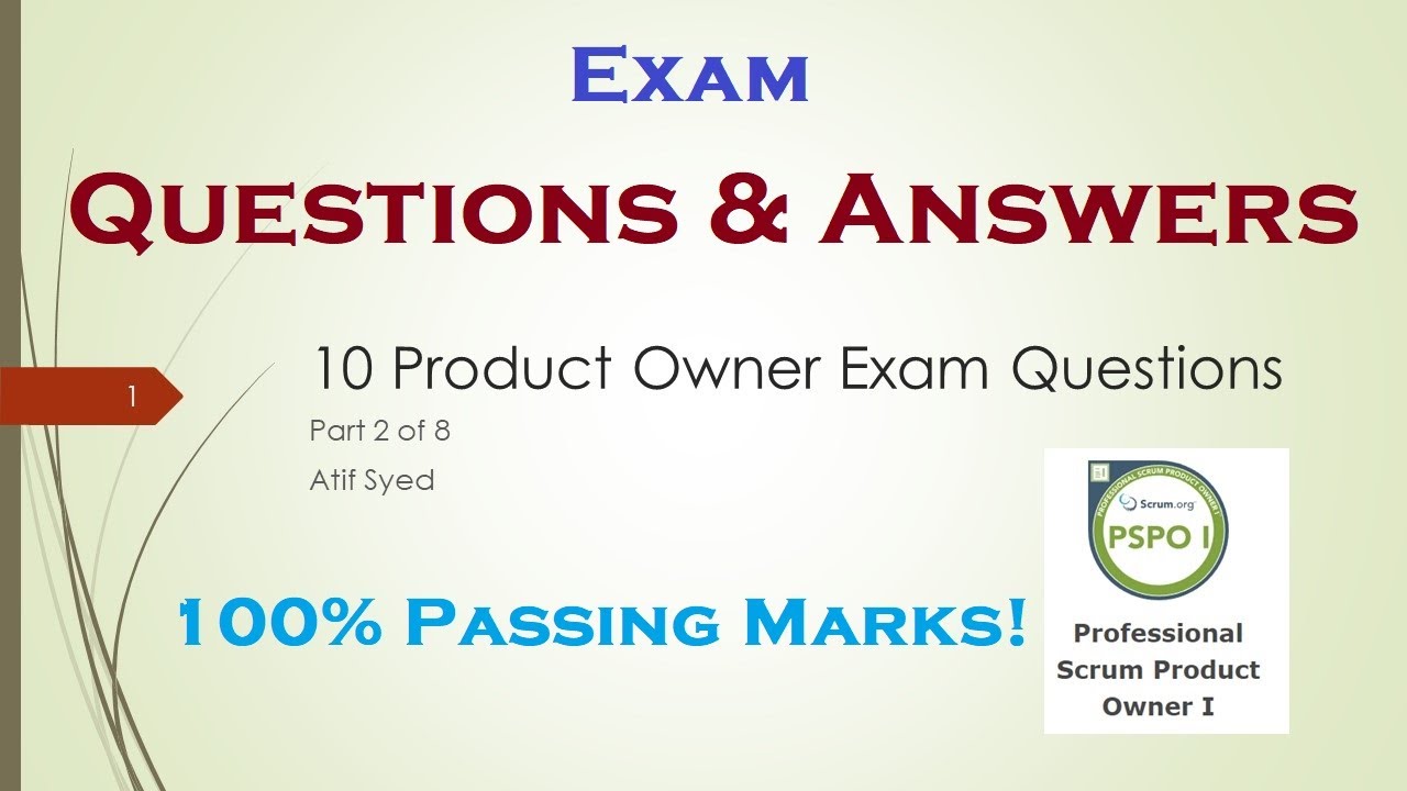 Professional Scrum Product Owner Exam Questions Part 2 of 8 - YouTube