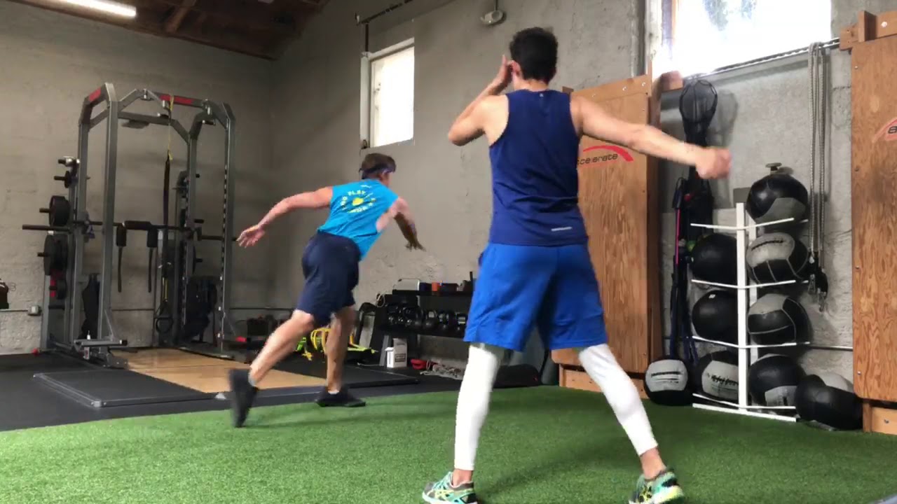 Cross Behind Step to Med Ball Catch and Side High Throw at Wall - YouTube
