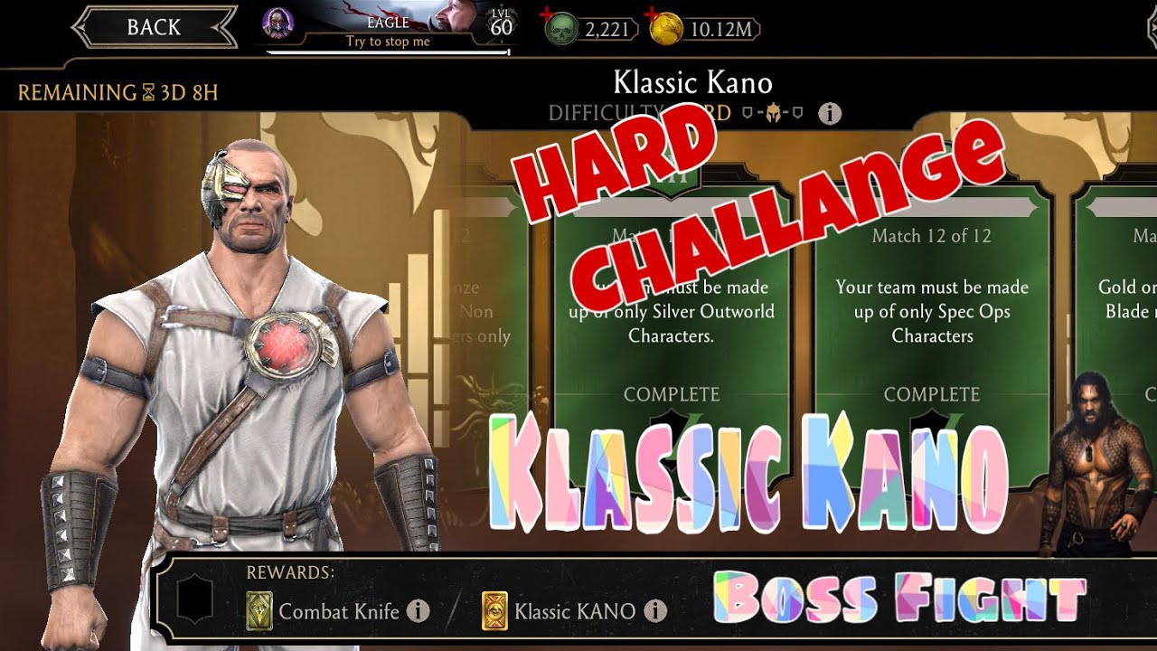 Klassic Kano Hard Challenge BOSS Gameplay | MK Mobile - YouTube