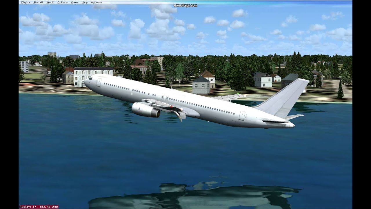 FSX CLS Boeing 767-300 water landing - YouTube