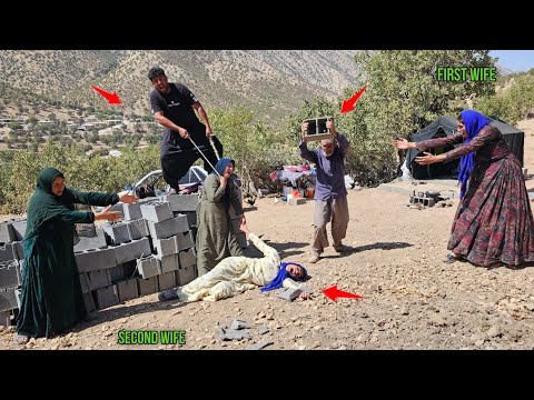 The father of the first wife breaks the second wife's arm right before the husband's eyes.