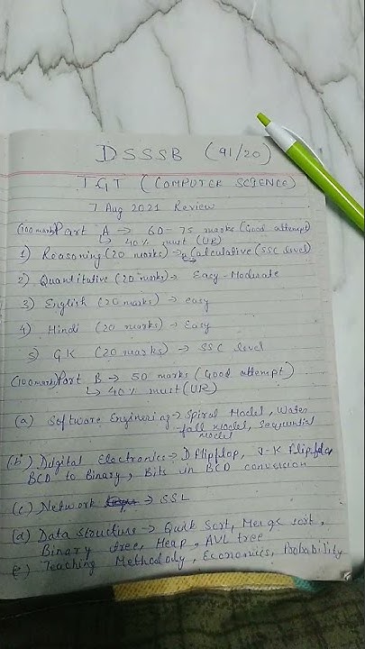 DSSSB Computer science 91/20 review - YouTube