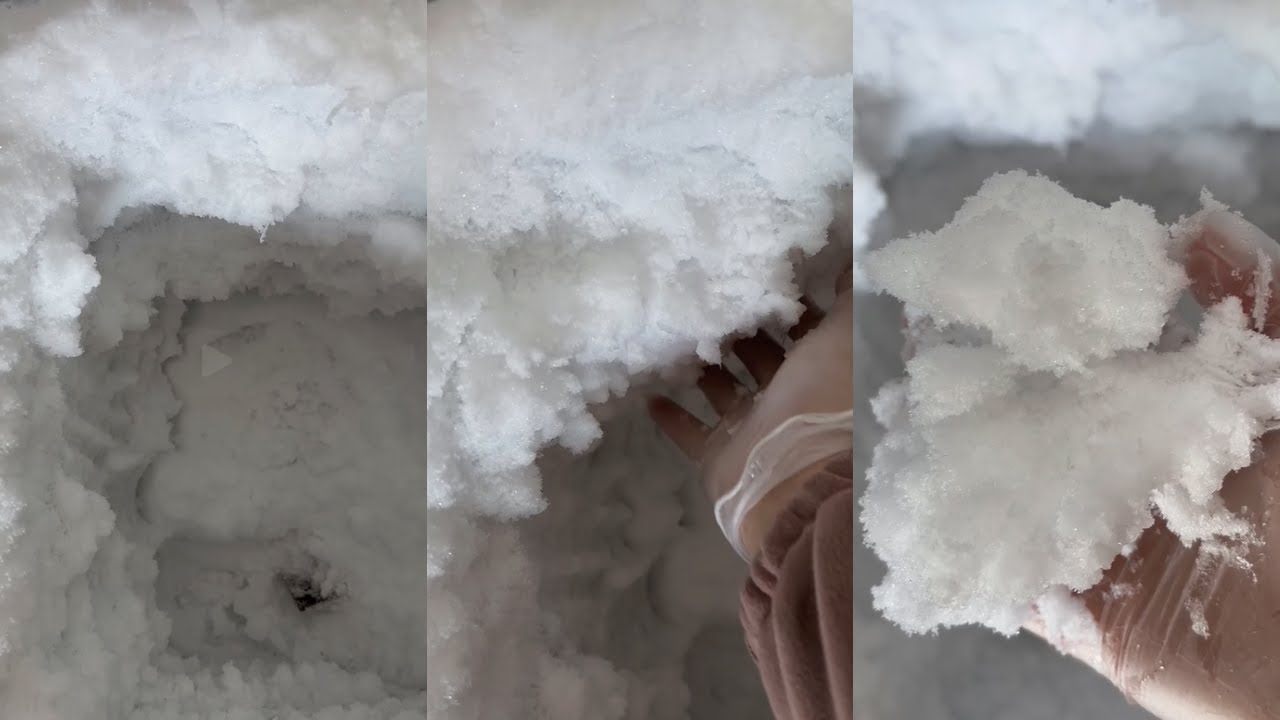 Handful of Freezer Frost| 吃冰 | 얼음을 먹고 | Fluffy Ice Powdery Ice Eating ...