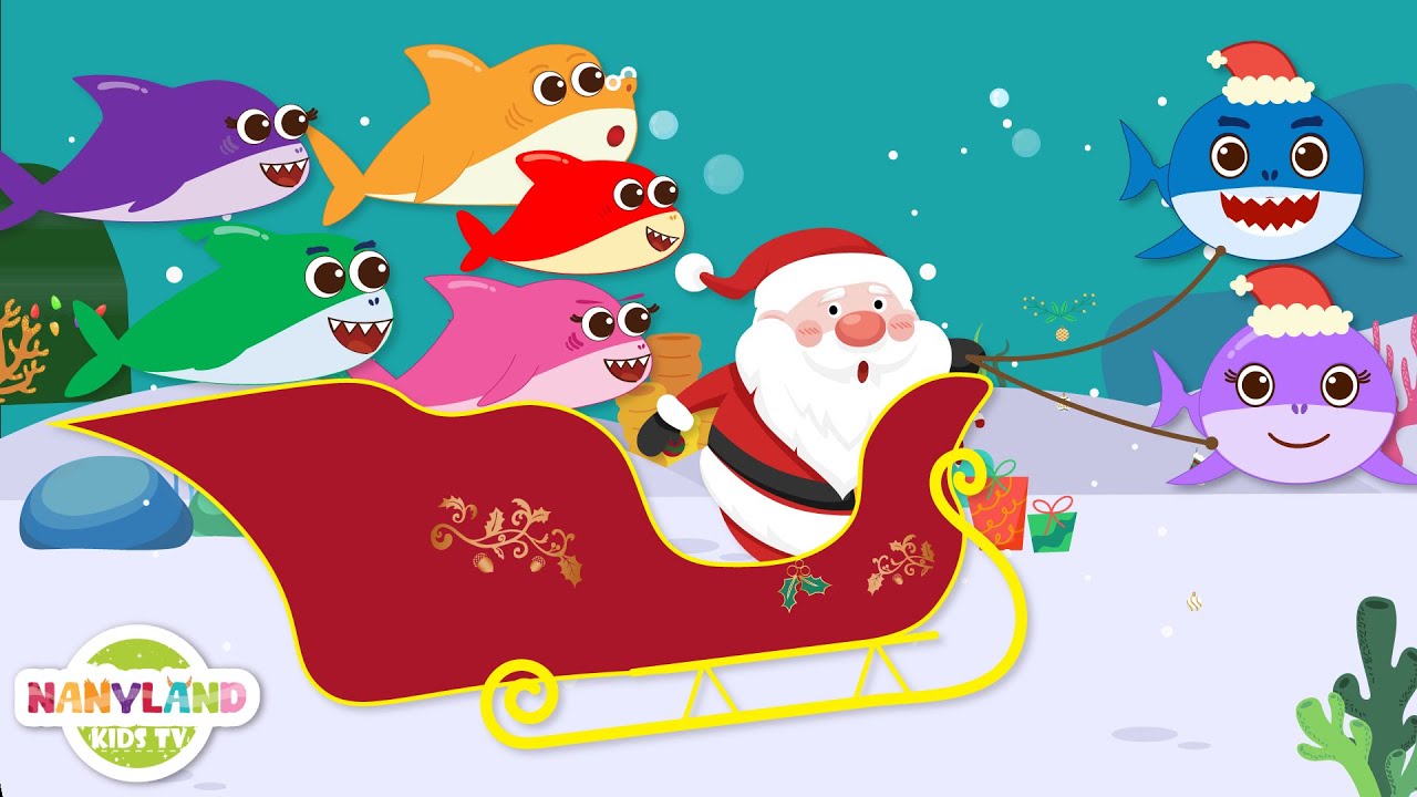 Five Little Baby Sharks | Baby Shark Went Out One Day | Christmas ...