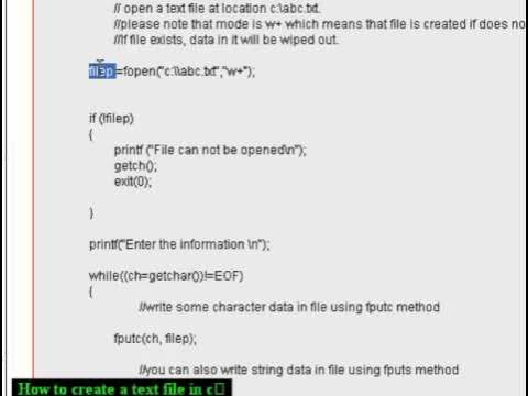 How to create a text file in c - YouTube