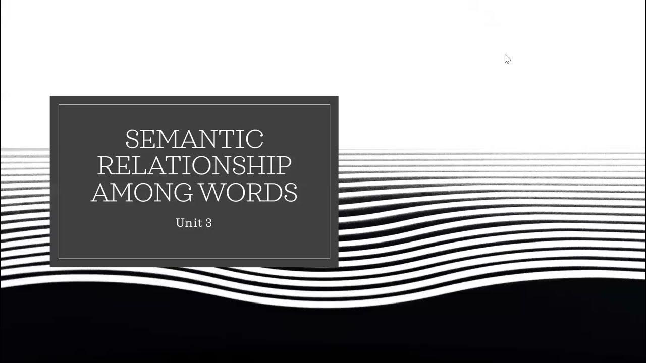Semantic Relationship among Words - YouTube