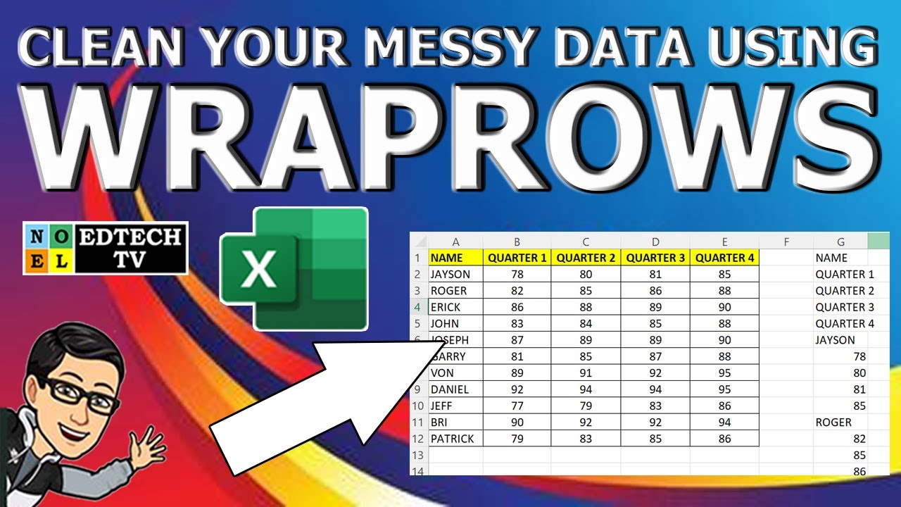 HOW TO CLEAN YOUR MESSY DATA USING WRAPROWS IN EXCEL! #excel , # ...