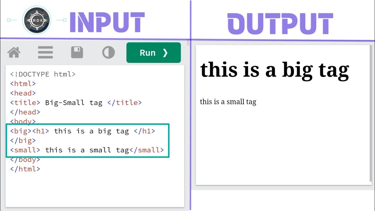 Big-Small Tag in HTML kya hai। #htmlcode - YouTube