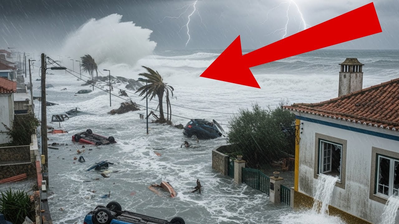 Shocking scenes from the cyclone that hit Portugal… - YouTube