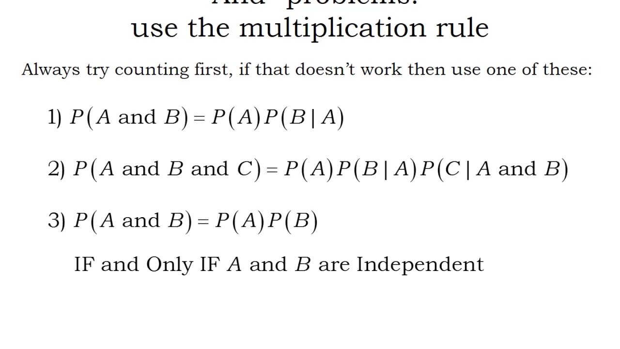 Independence, "And" problems and the multiplication rule - YouTube