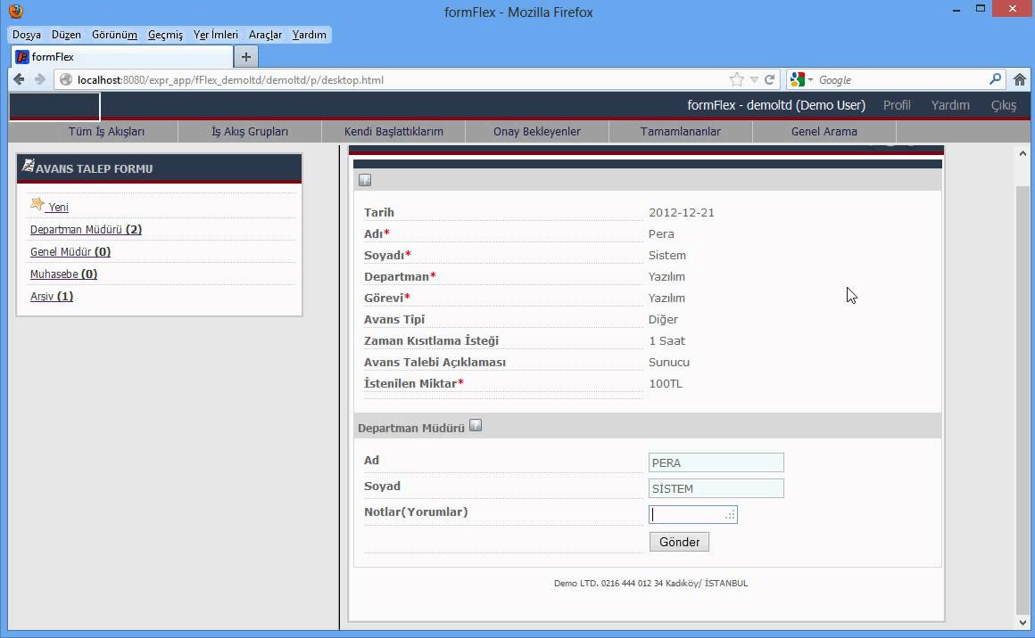 Perasistem Yazılım Hizmetleri Avans Talep Formu Uygulaması - YouTube