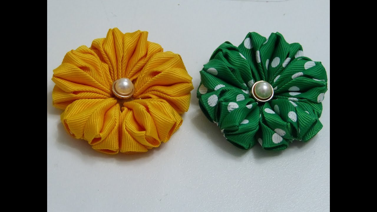 Como Hacer flores listón, How to make Flowers Ribbons, Manualidades la ...