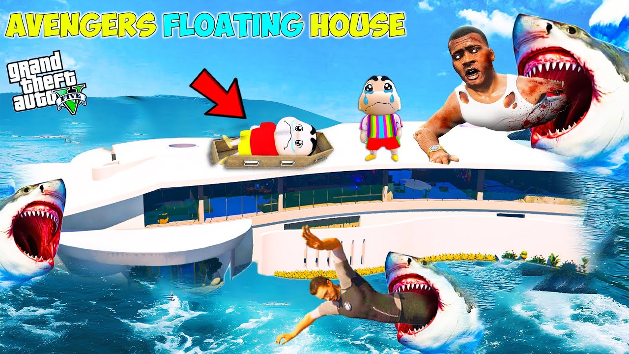 Franklin Crashed and Stuck On Avengers Floating House In GTA 5 | GTA 5 AVENGERS - YouTube