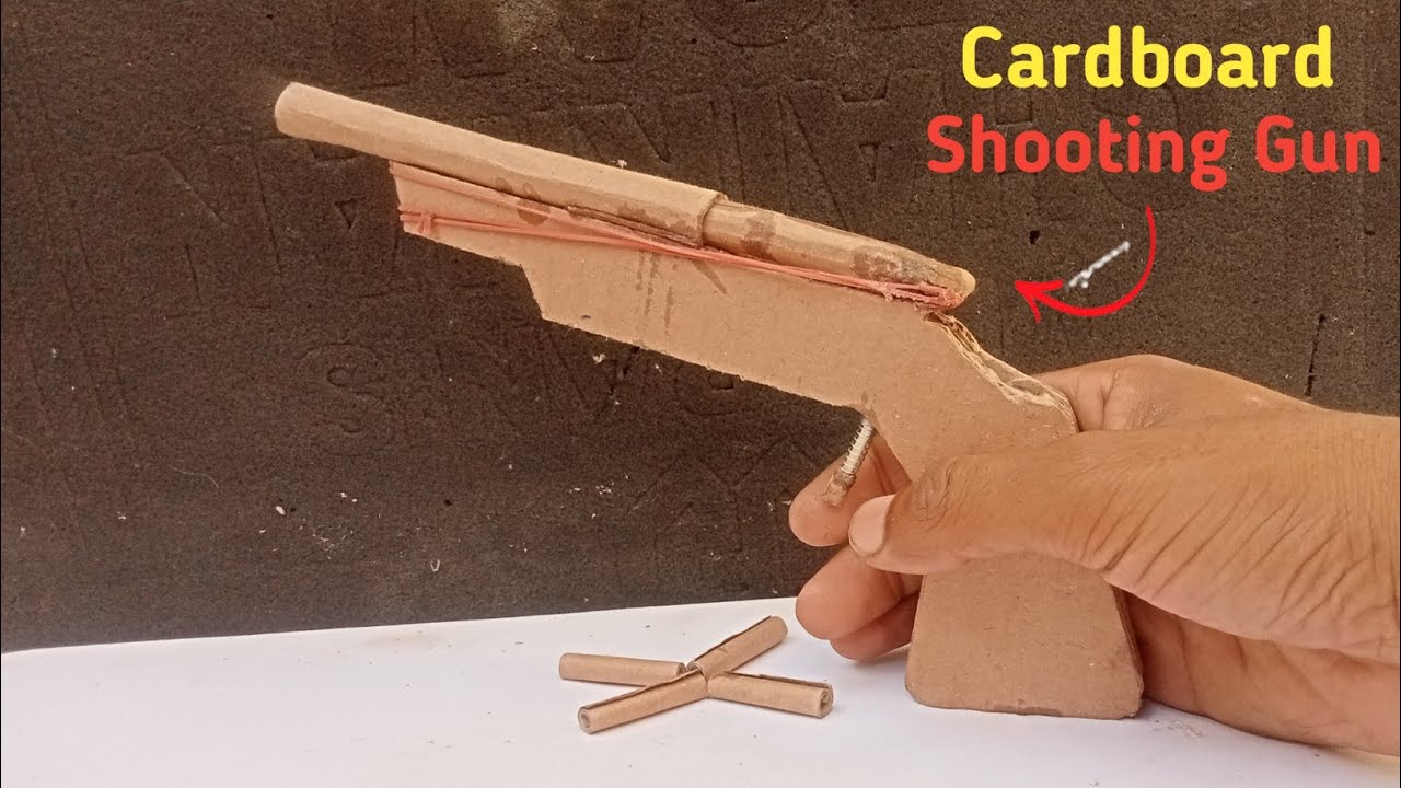 How to make a Cardboard Shooting Gun with cardboard bulets - YouTube