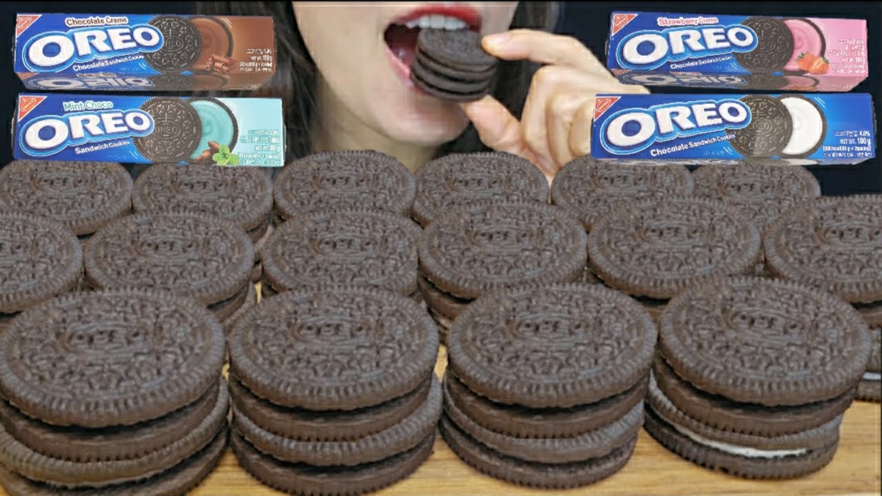 ASMR OREO CHOCOLATE, MINT, STRAWBERRY, 오레오 먹방, MUKBANG, EATING SOUND ...