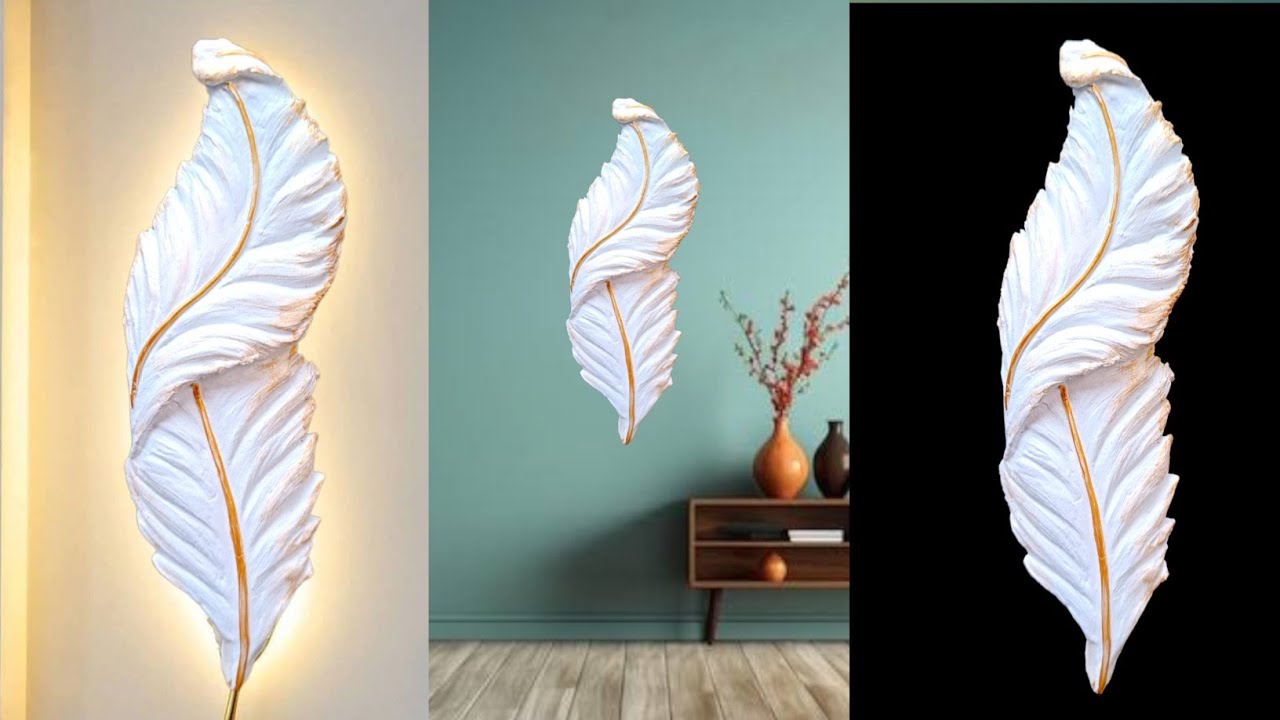 Feather wall art making/ Feather wall light/ Diy wall hanging new idea - YouTube